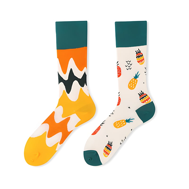 Pineapple Socks | Cartoon Mismatched Socks | TheSockWave