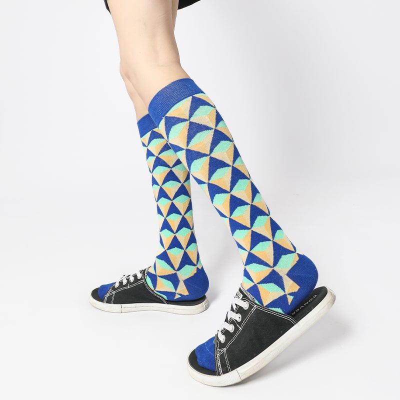 Blue & Yellow Triangle Socks | TheSockWave