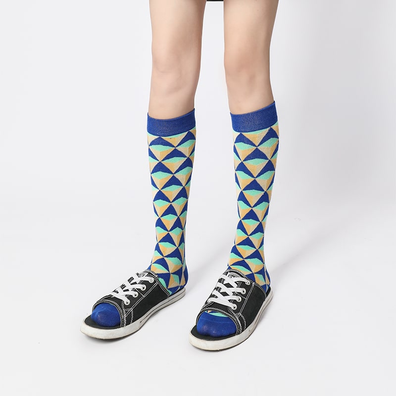 Blue & Yellow Triangle Socks | TheSockWave