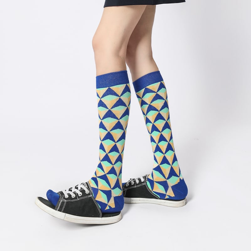 Blue & Yellow Triangle Socks | TheSockWave