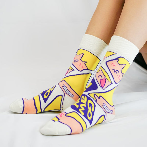 Cartoon Face Socks | Quirky Comic Faces Sock | TheSockWave