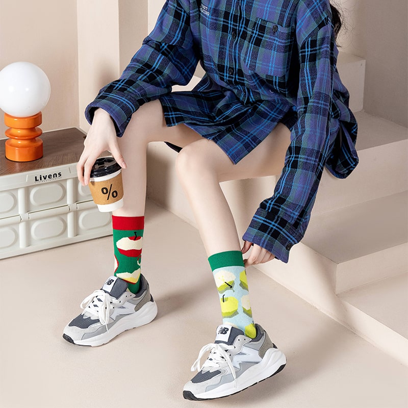 Alluring Red & Fresh Green Apple Socks | Infant Christmas Socks