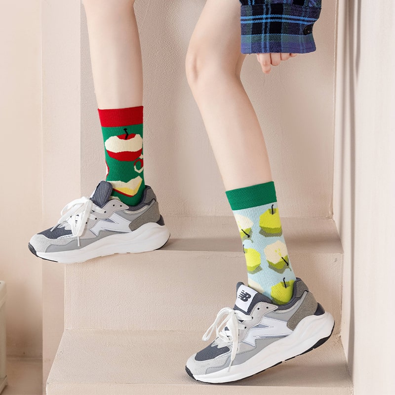 Alluring Red & Fresh Green Apple Socks | Infant Christmas Socks
